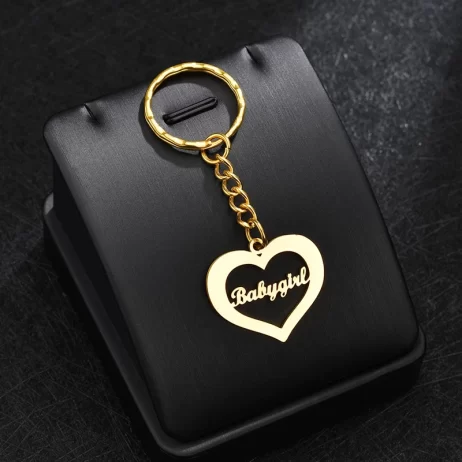 Bold Heart Name Keychain - 99 Customized Jewellery